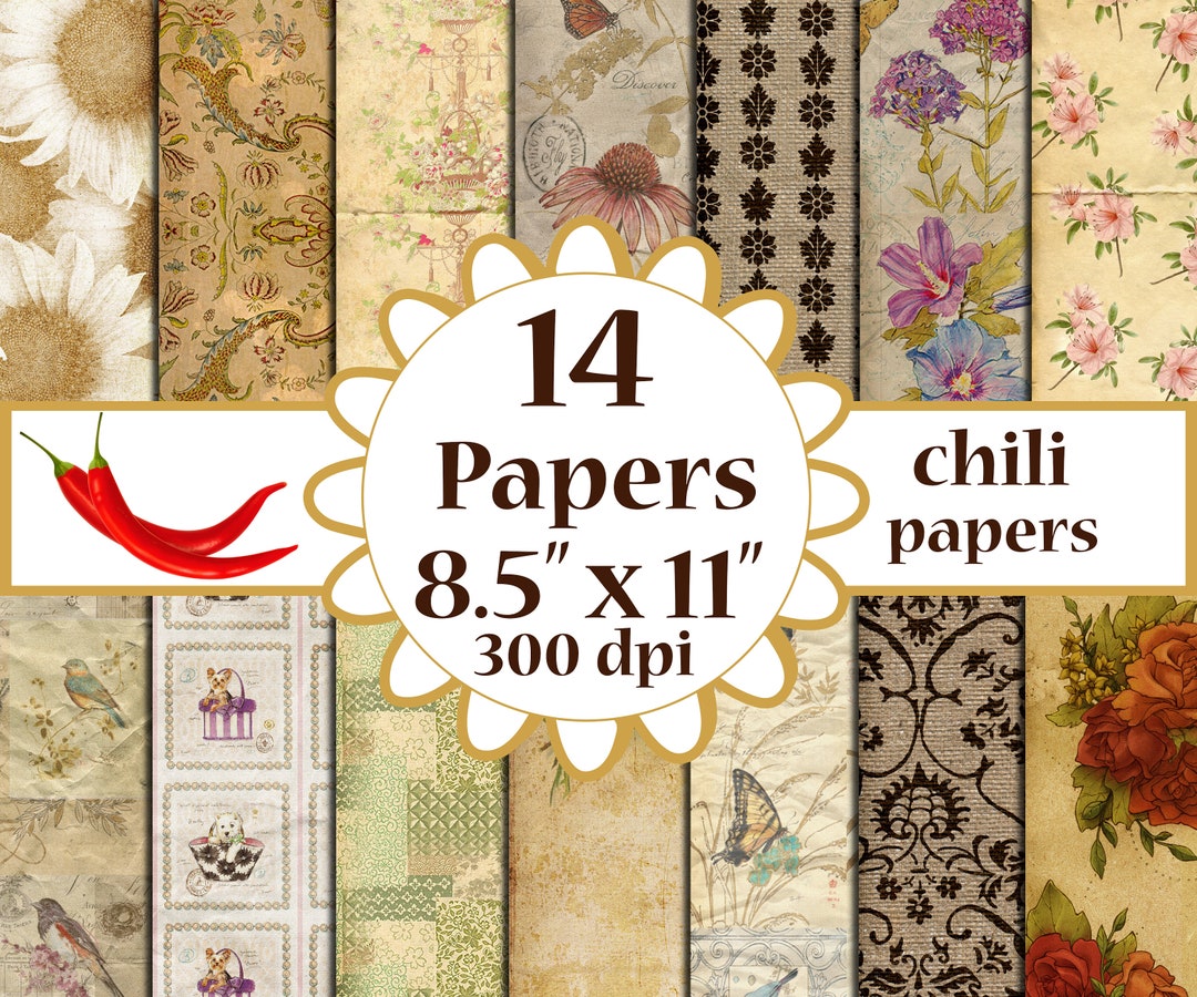 Floral Vintage Digital Papers: "antique Paper" Ephemera Papers ...