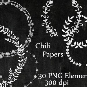 Chalkboard Laurels Wreath Clipart: "chalkboard CLIP Art" Hand Drawn ...