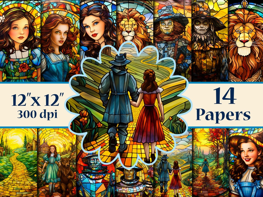 Wizard of Oz Digital Papers,stained Glass Digital Papers,stained Glass ...