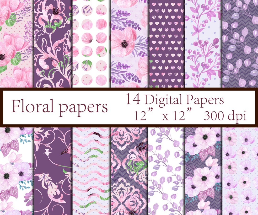 Floral Digital Paper Pack: "floral Papers" Floral Background Decoupage ...