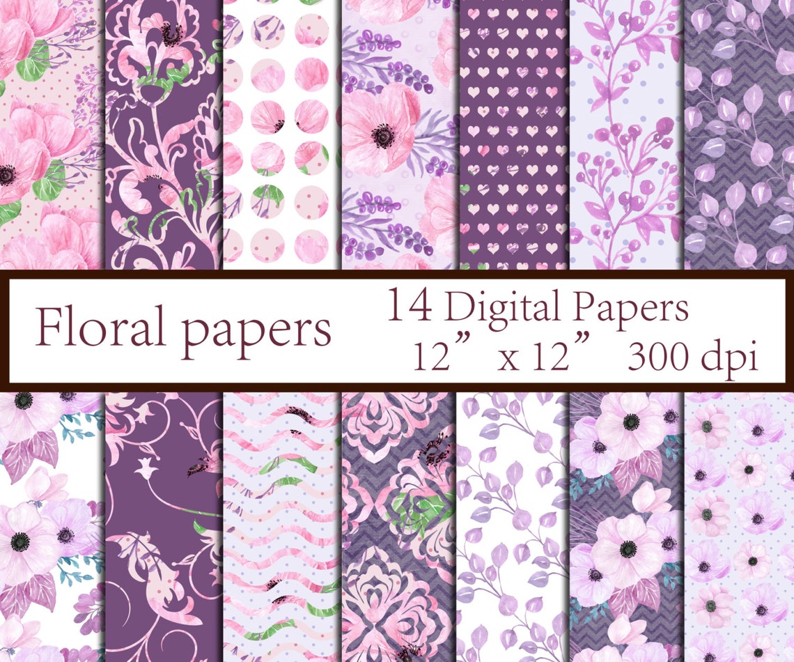 Floral Digital Paper Pack: floral Papers Floral | Etsy
