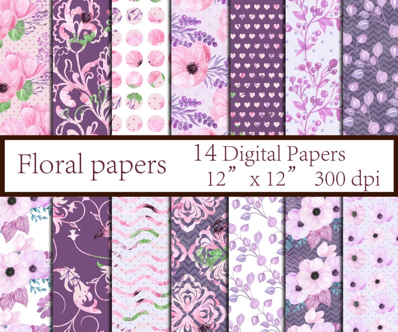 Floral Digital Paper Pack: floral Papers Floral - Etsy