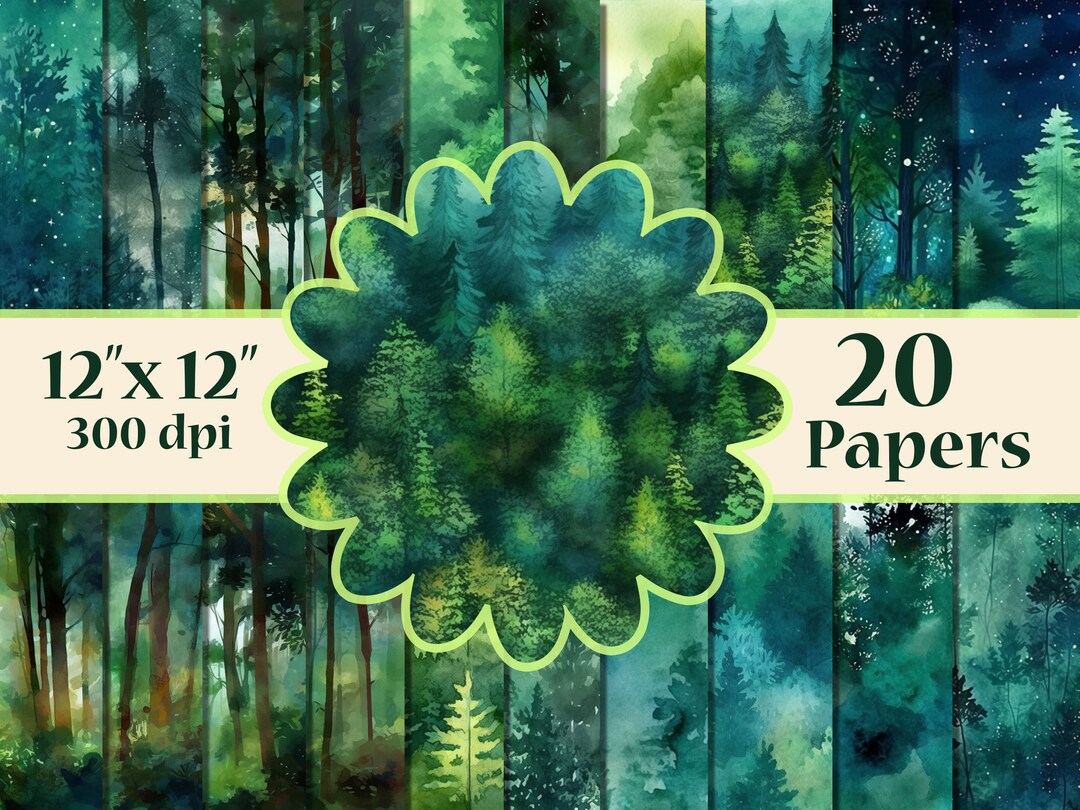 Forest Digital Paper,emerald Forest Papers,green Forest Papers,woodland ...