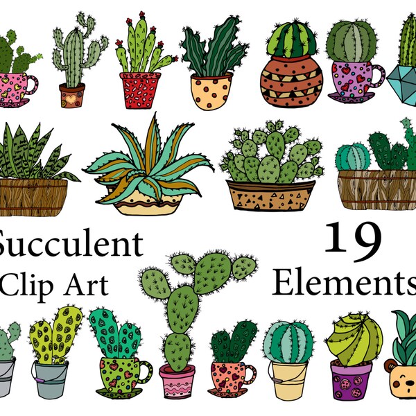 Succulent Clip Art - Etsy