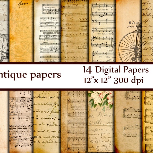 Antique Digital Papers: vintage Paper Ephemera - Etsy