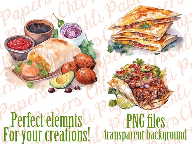 Watercolor Mexican Food Clipartmexican Clipartmexican - Etsy