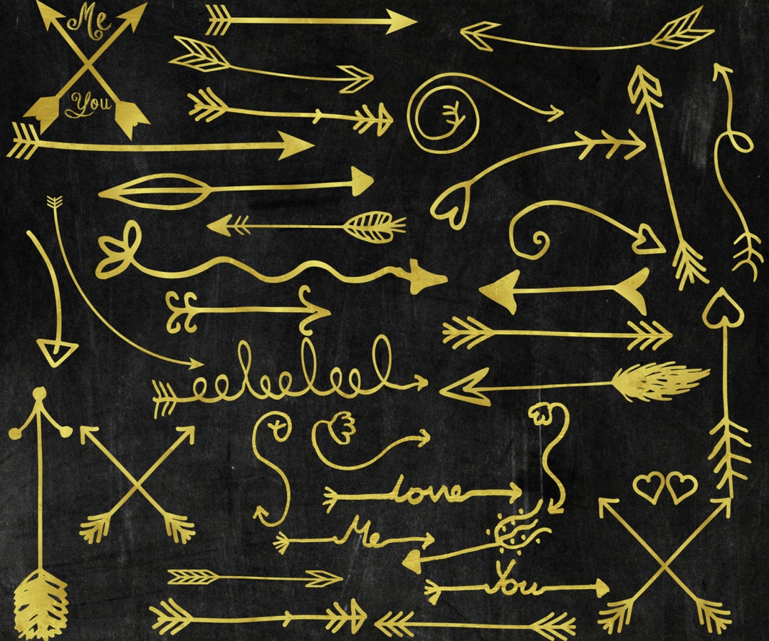 Gold Arrow Clip Art: "arrow Clipart" Gold Arrow Doodle Golden Glitter ...