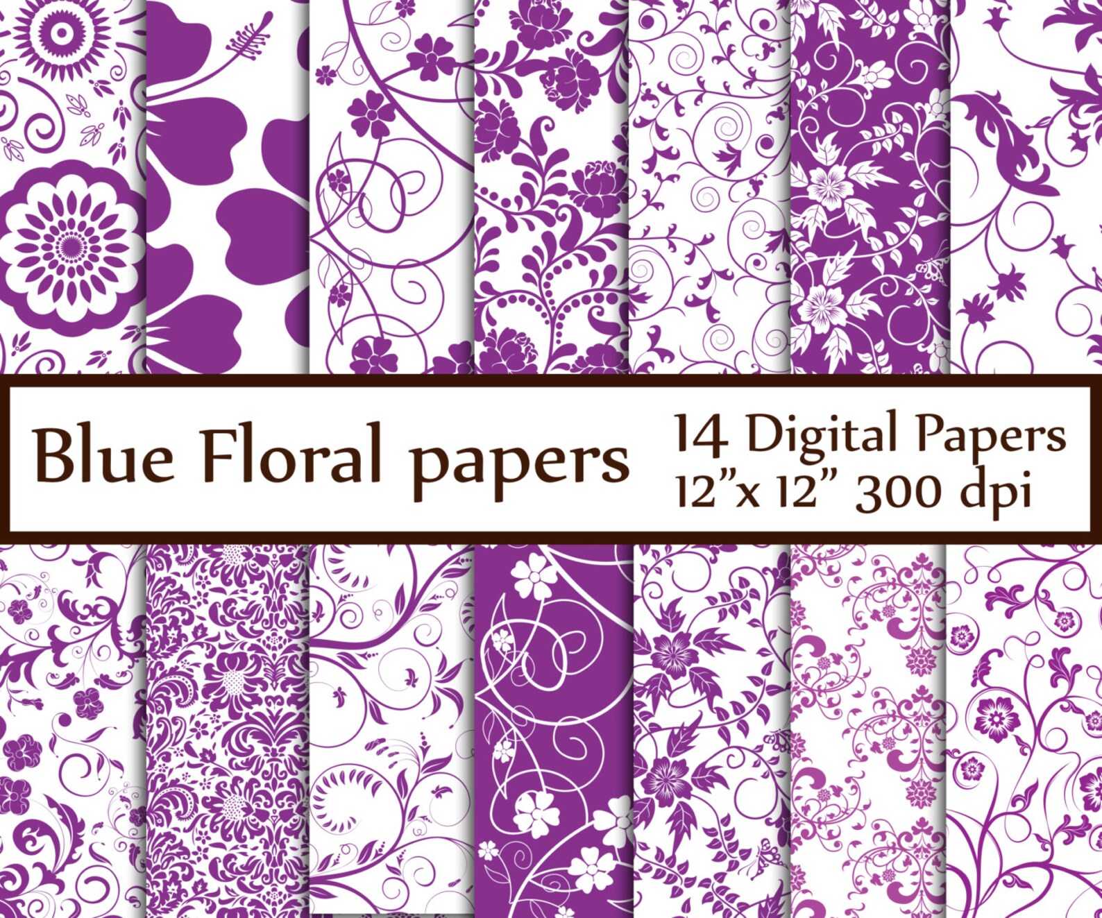 Purple Floral Digital Paper: floral Paper - Etsy