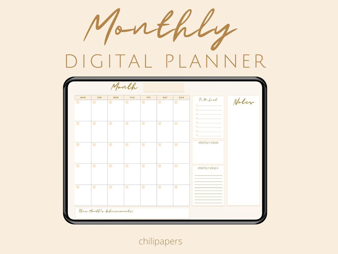 Monthly Planner Goodnotes Template,monthly Planner Page, Monthly ...