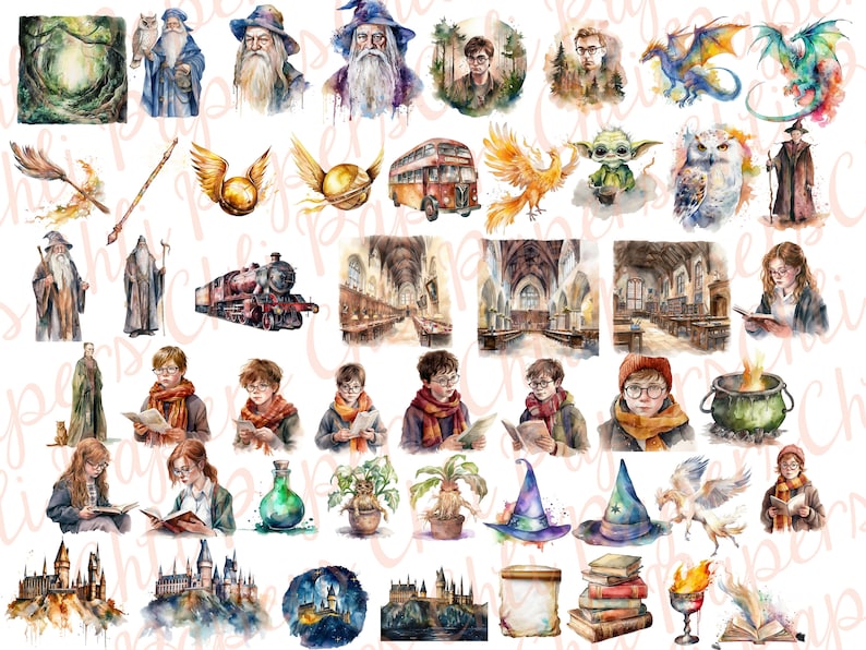 Magic School Clipart: wizard Clipart Witch and - Etsy