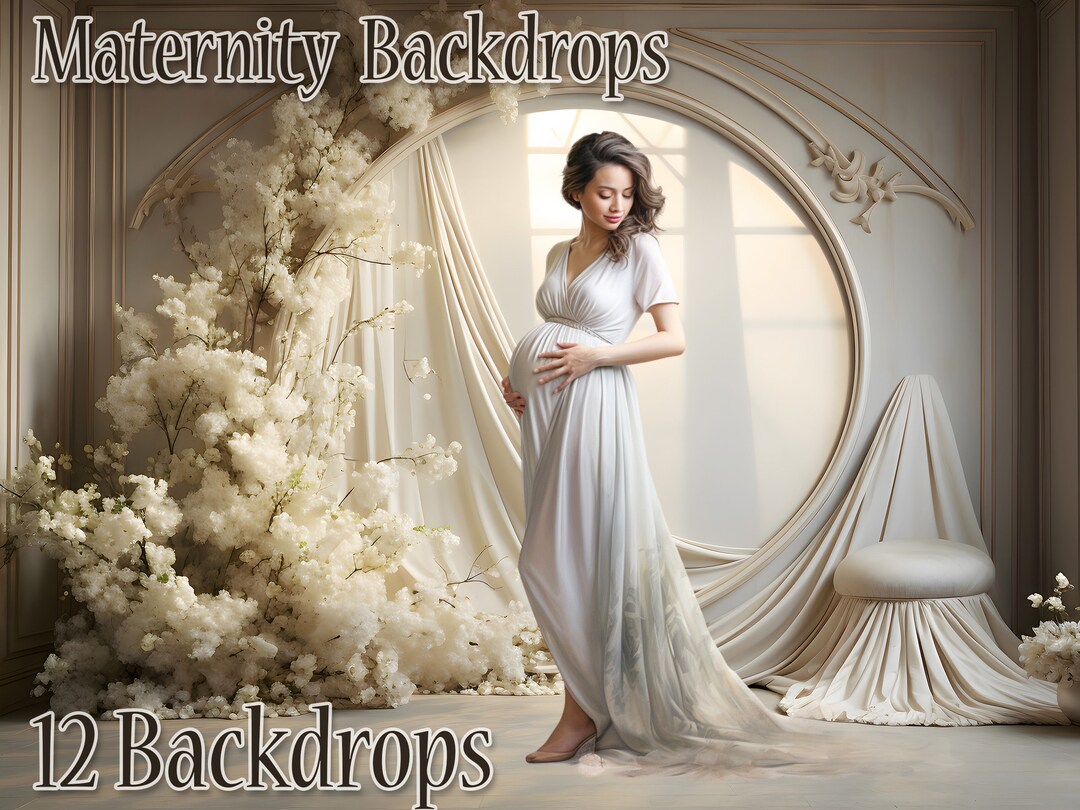 Maternity Backdrop Overlay,white Floral Ring Backdrop: Maternity ...