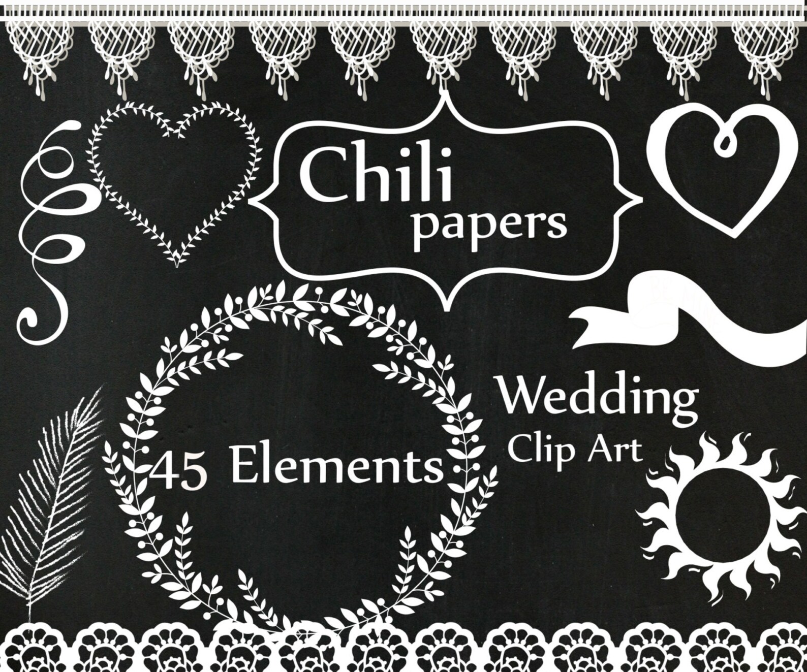Chalkboard Wedding Clip Art: wedding Clipart | Etsy