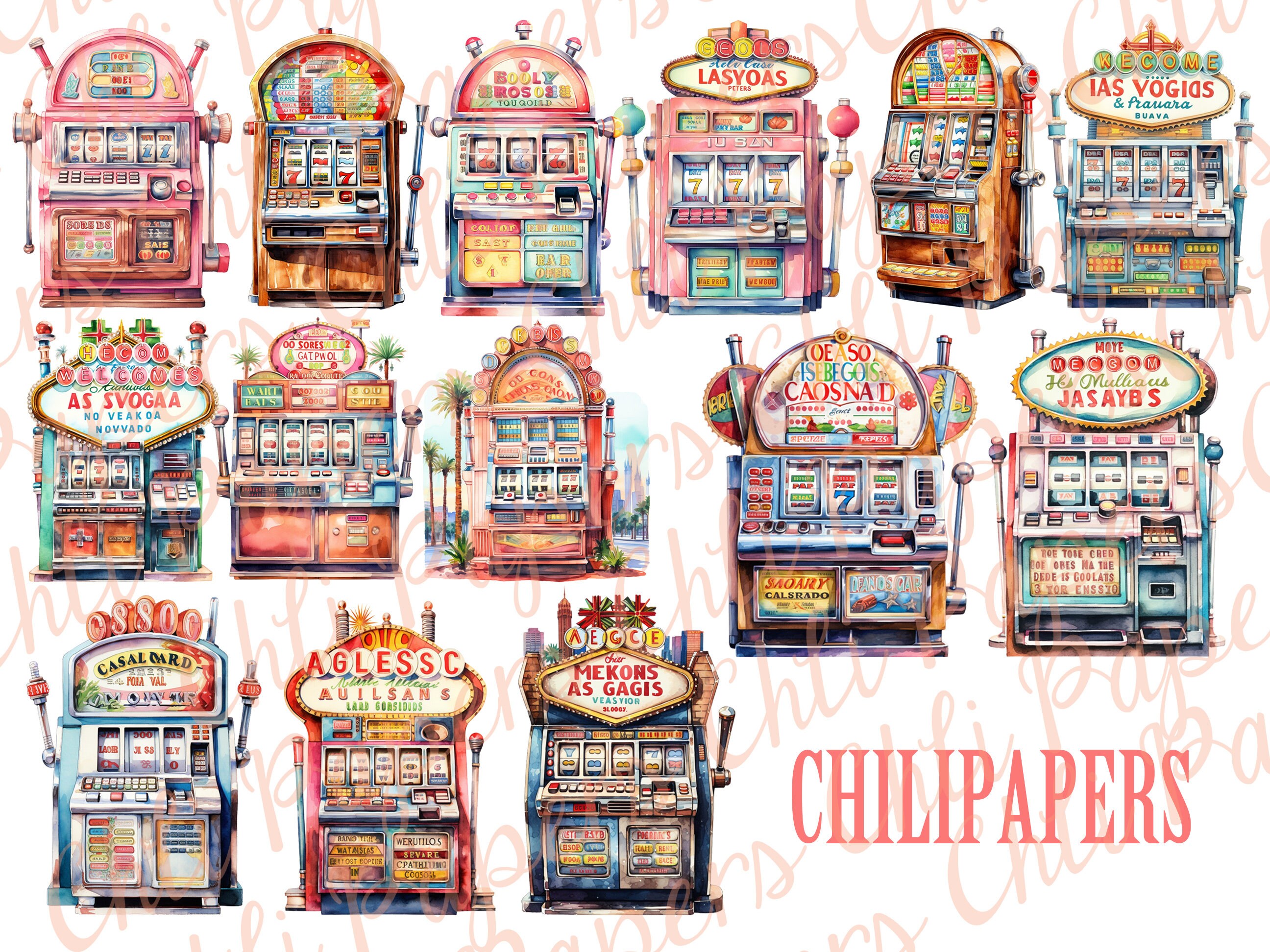 Slot Machines Clipart,retro Slot Machines,jackpot Slot Machines,casino ...