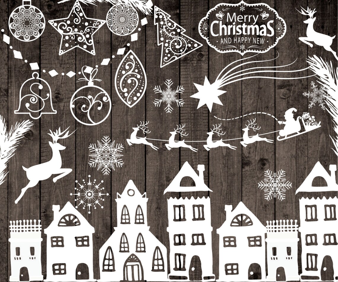 Chalkboard Christmas Clipart: christmas CLIP Art - Etsy
