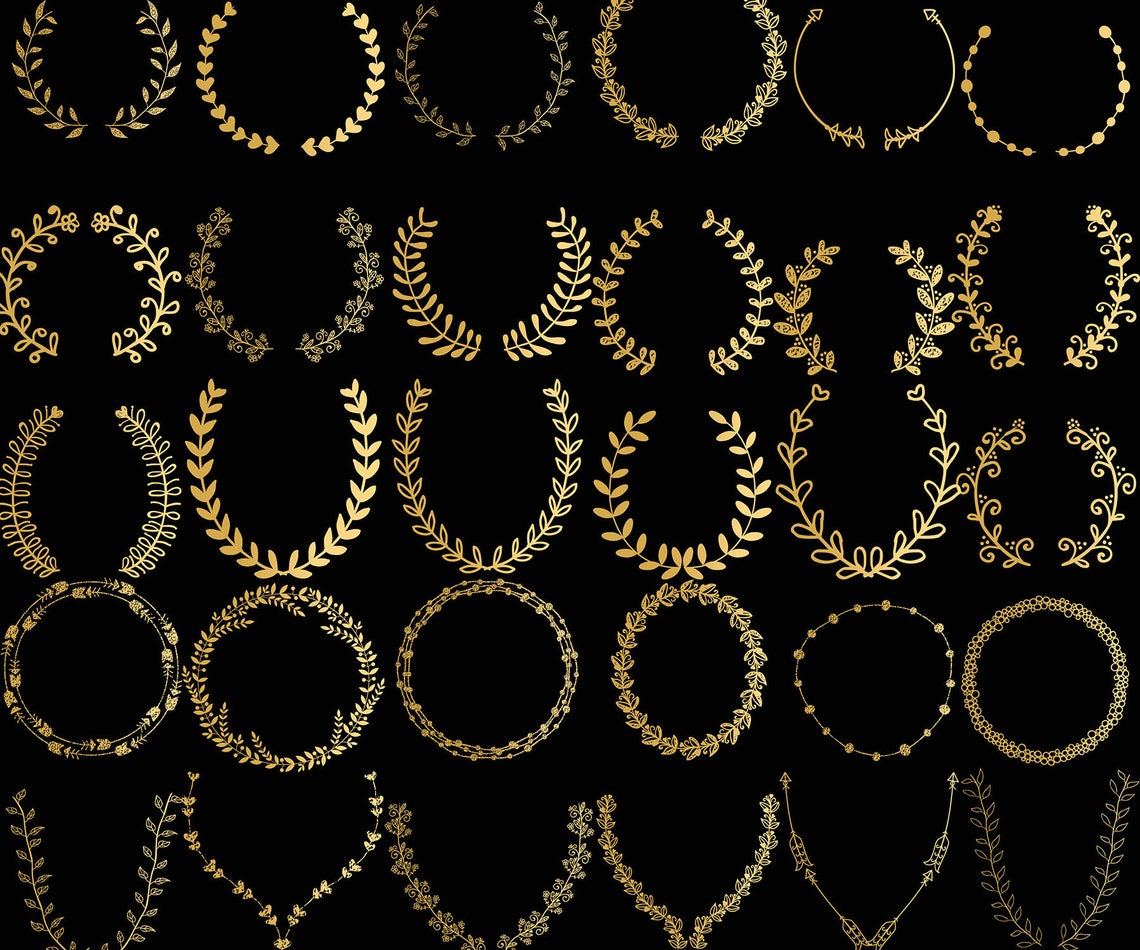 Gold Laurels Wreath Clipart: gold CLIP Art Hand | Etsy