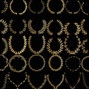 Gold Laurels Wreath Clipart: "gold CLIP Art" Hand Drawn Gold Wreaths ...