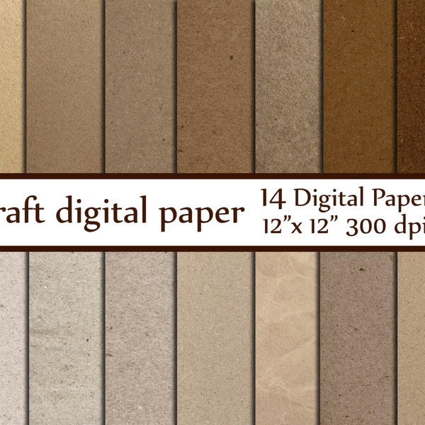 Kraft Digital Paper - Etsy