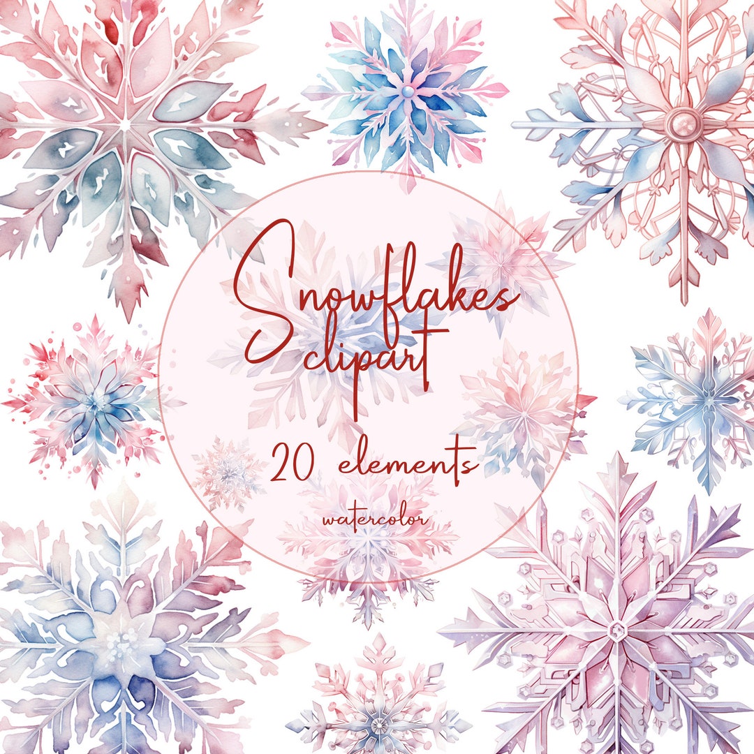 Watercolor Snowflakes Clipart: "christmas CLIP Art" Pink Snowflake Clip ...