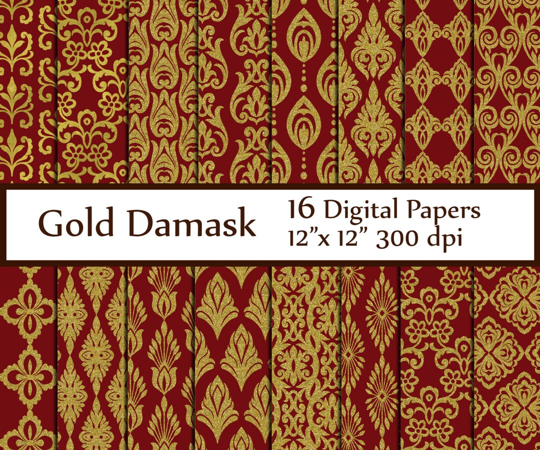 Gold Wedding Damasks: gold WEDDING Paper Maroon Gold Papers Printable ...