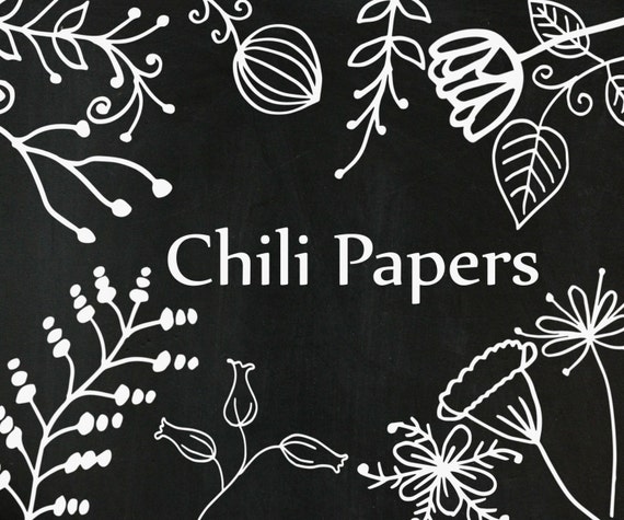 Flower Clipart Chalk Floral Clipart Chalkboard, Floral Chalkboard