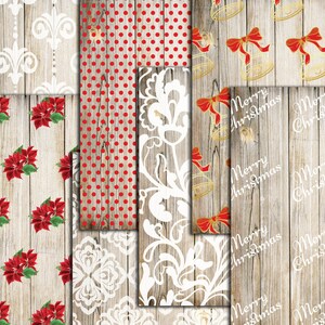 Christmas Digital Paper: christmas Paper Wood Digital Papers Rustic ...