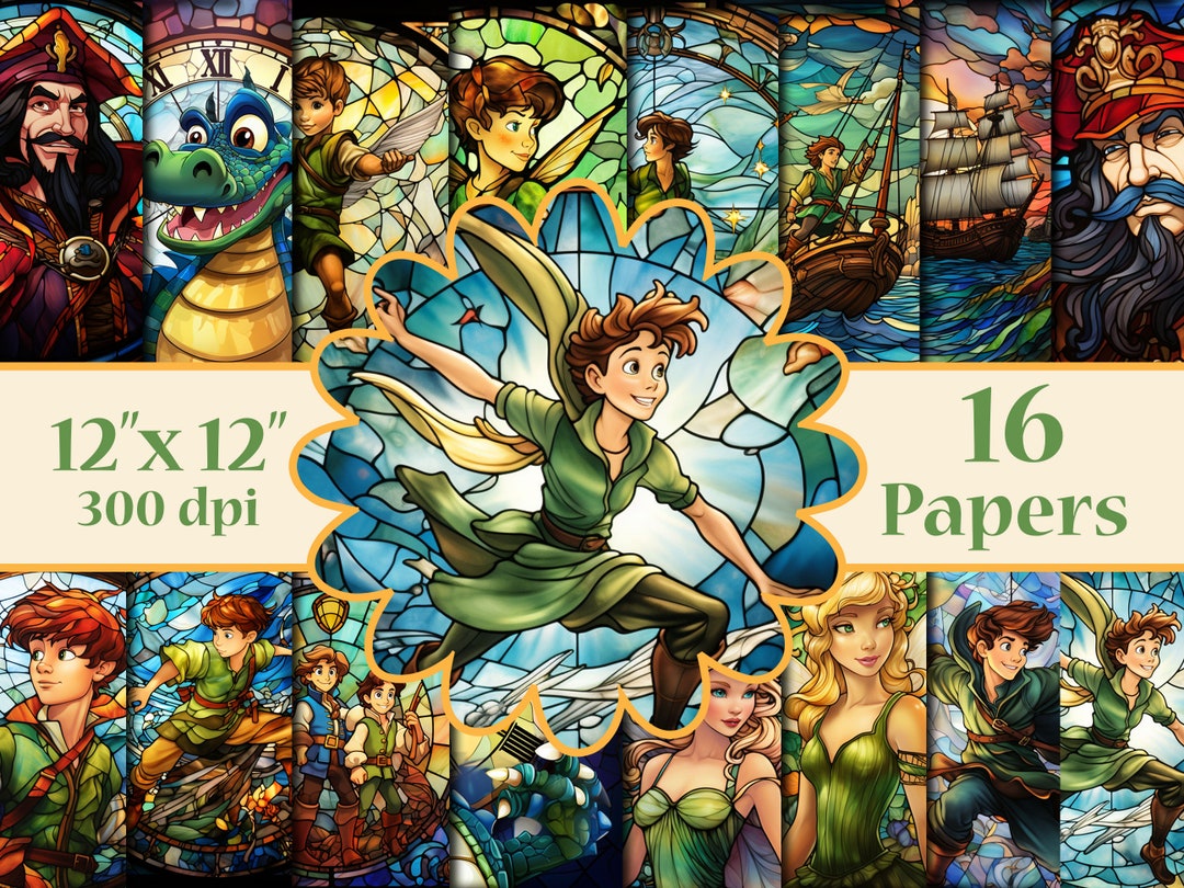 Peter Pan Digital Papers,stained Glass Digital Papers,stained Glass ...