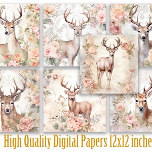 Deer Digital Papers,deer Journal Papers,deer Collage Sheet,woodland ...