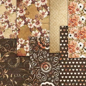 Floral Digital Paper Pack: floral Papers Floral Background Retro Papers ...