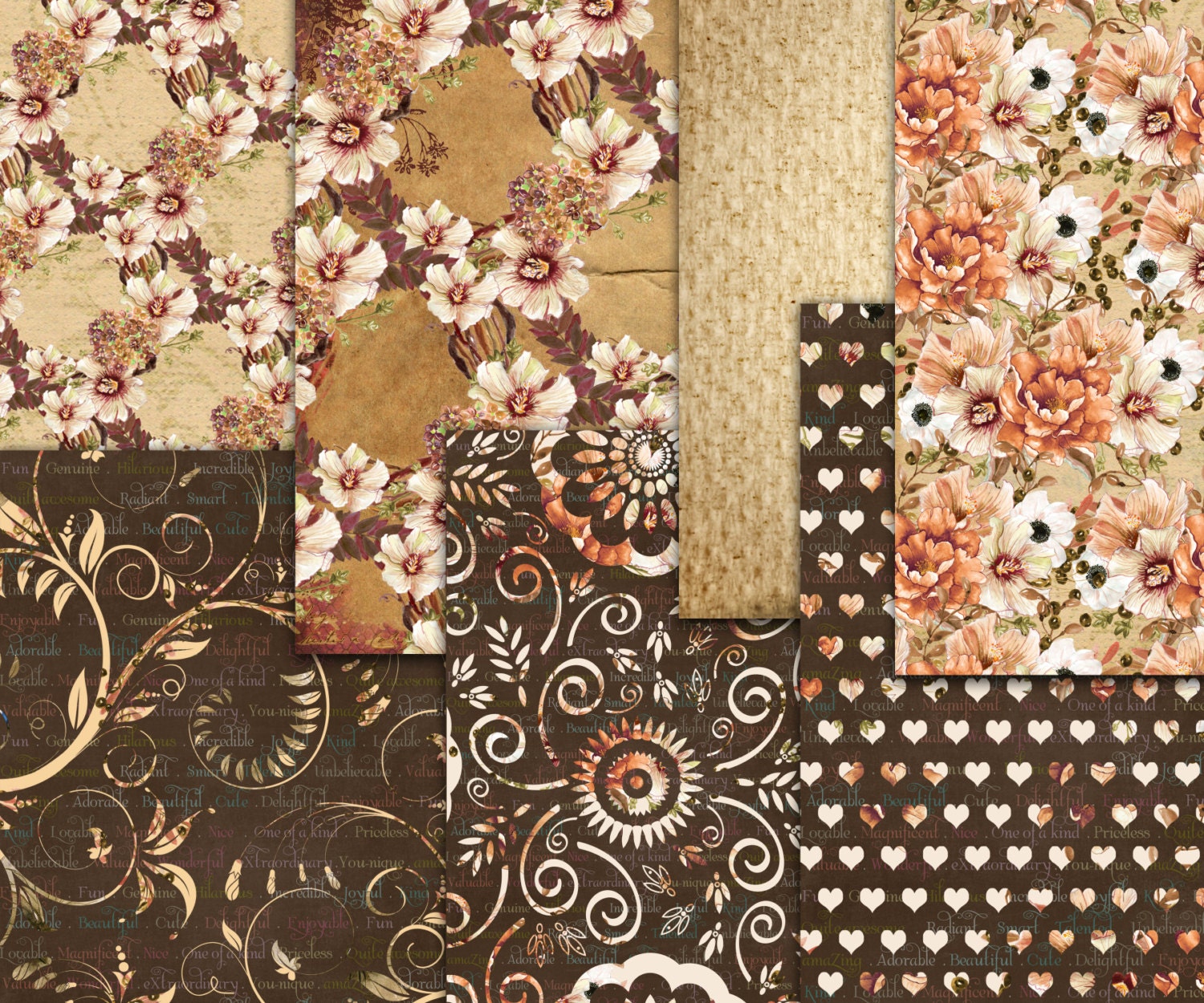 Floral Digital Paper Pack: floral Papers Floral - Etsy