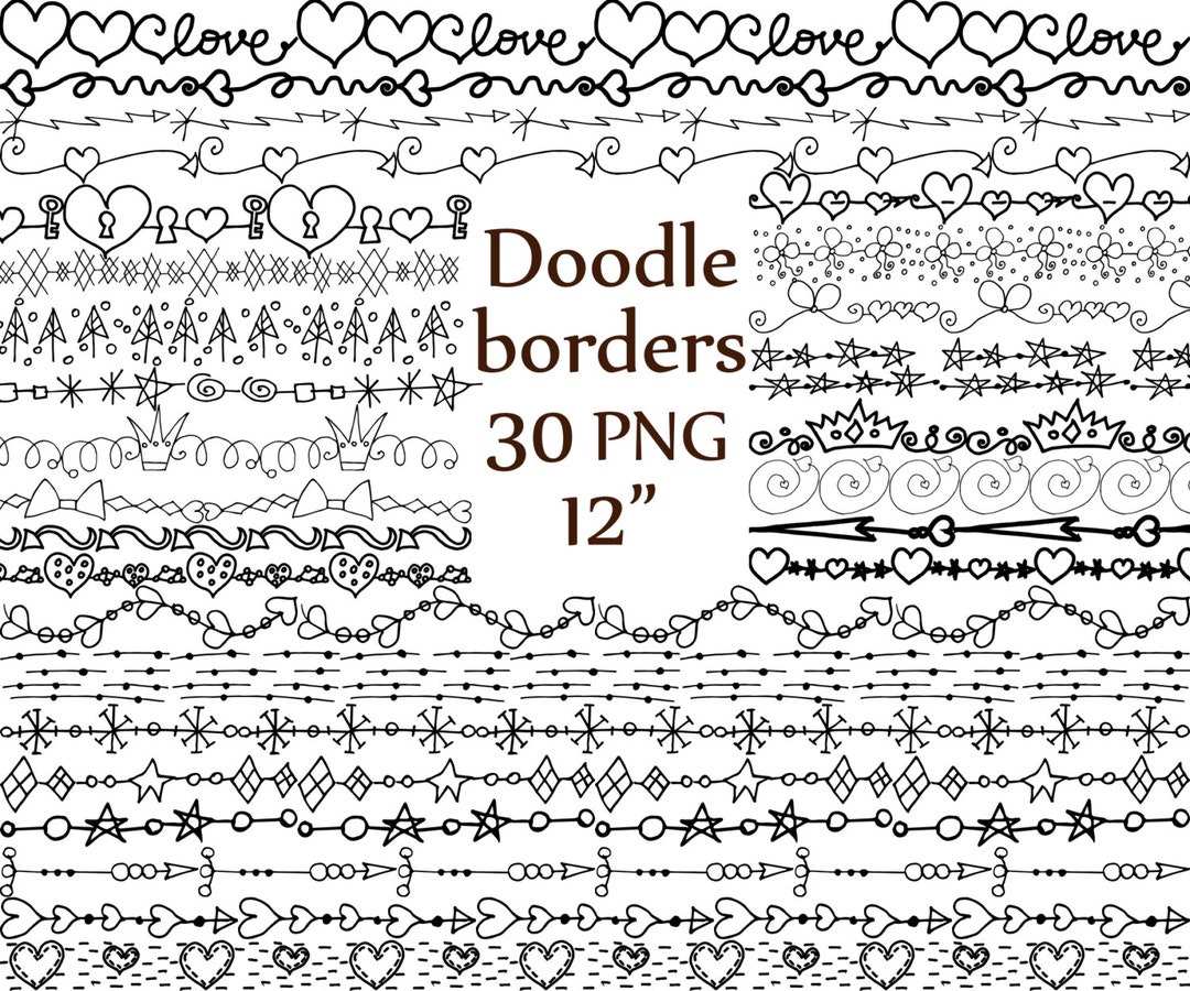 Doodle Borders Clipart: "borders CLIP Art" Hart Borders Hand Drawn ...