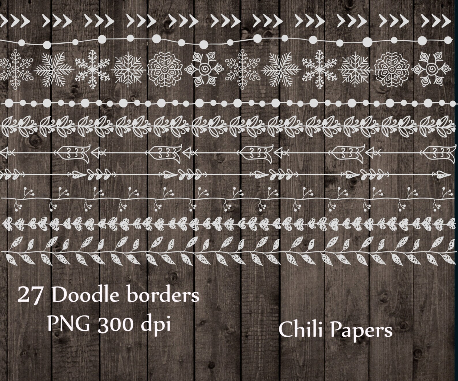 Chalk Border Clipart: chalk DOODLE Borders Hand - Etsy