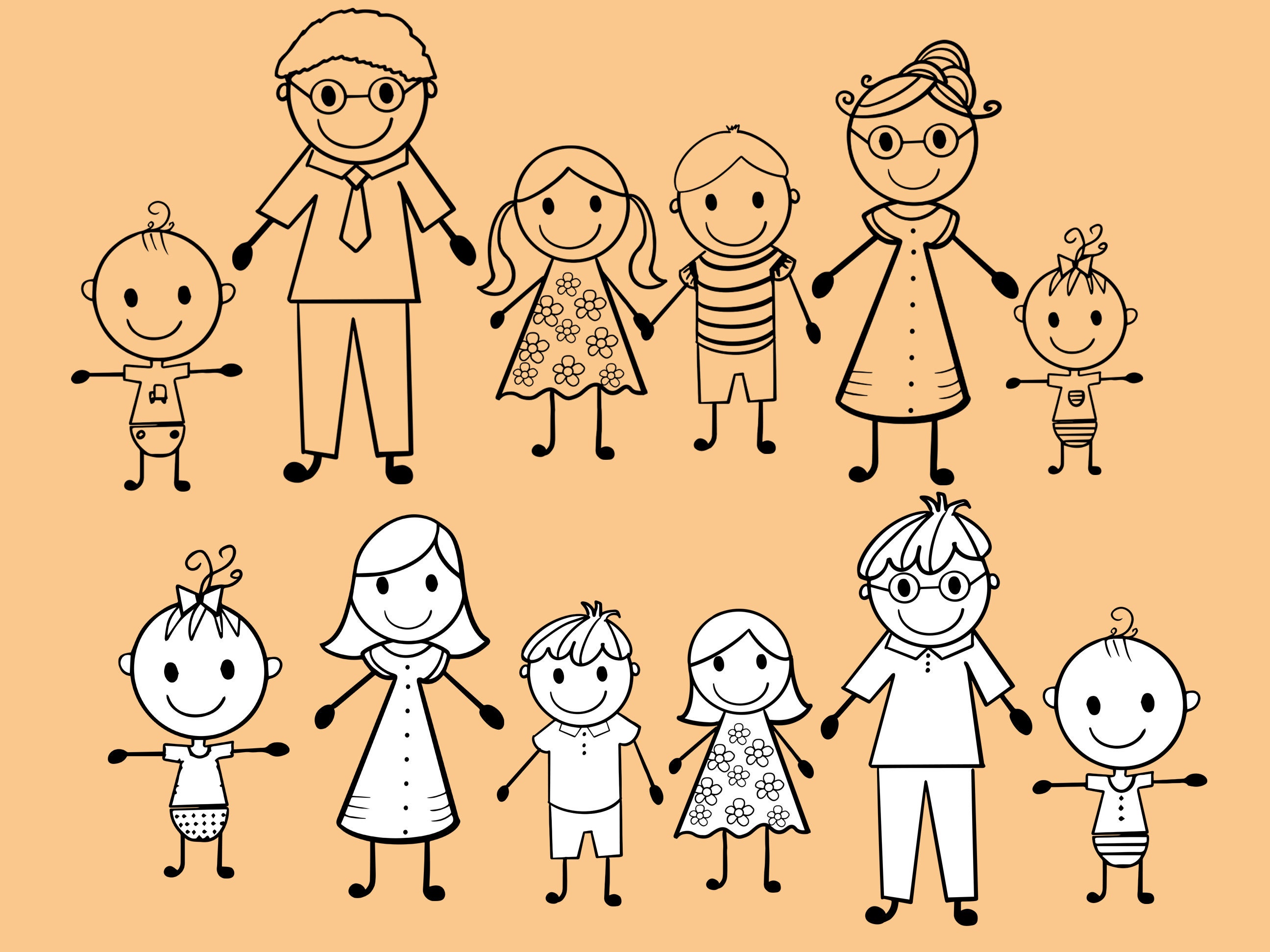 Stick Figure Clipart: figure FAMILY Clipart Stick - Etsy Australia