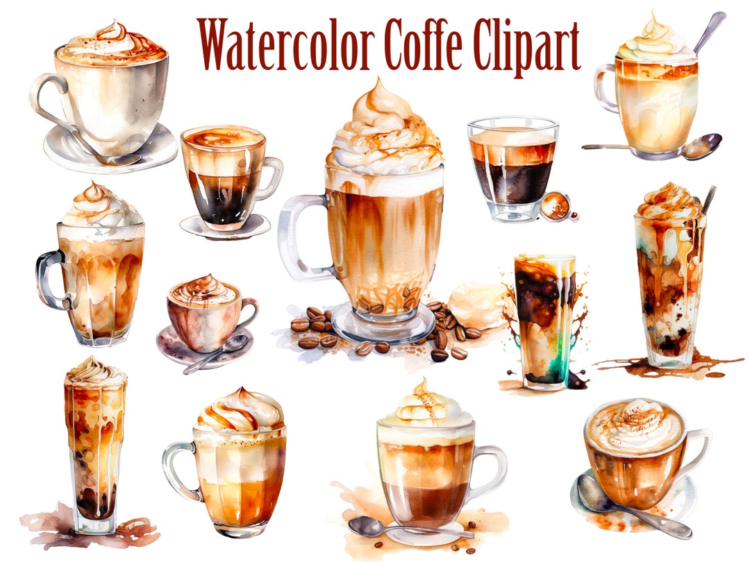 Watercolor Coffee Clipart,coffee Drinks Clipart,esspresso Clipat ...