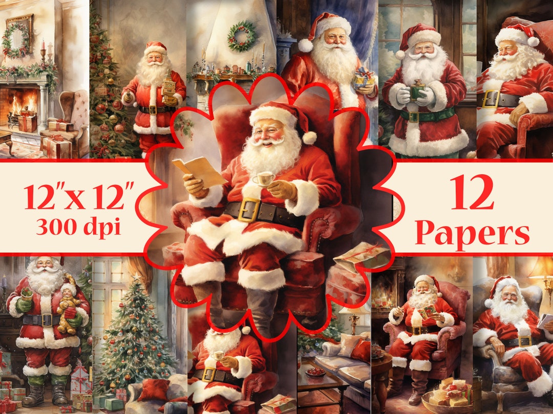 Christmas Digital Papers,santa Digital Papers,christmas Backdrops ...