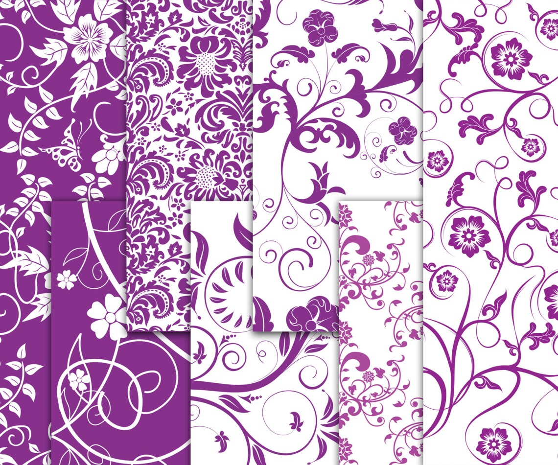 Purple Floral Digital Paper: floral Paper - Etsy