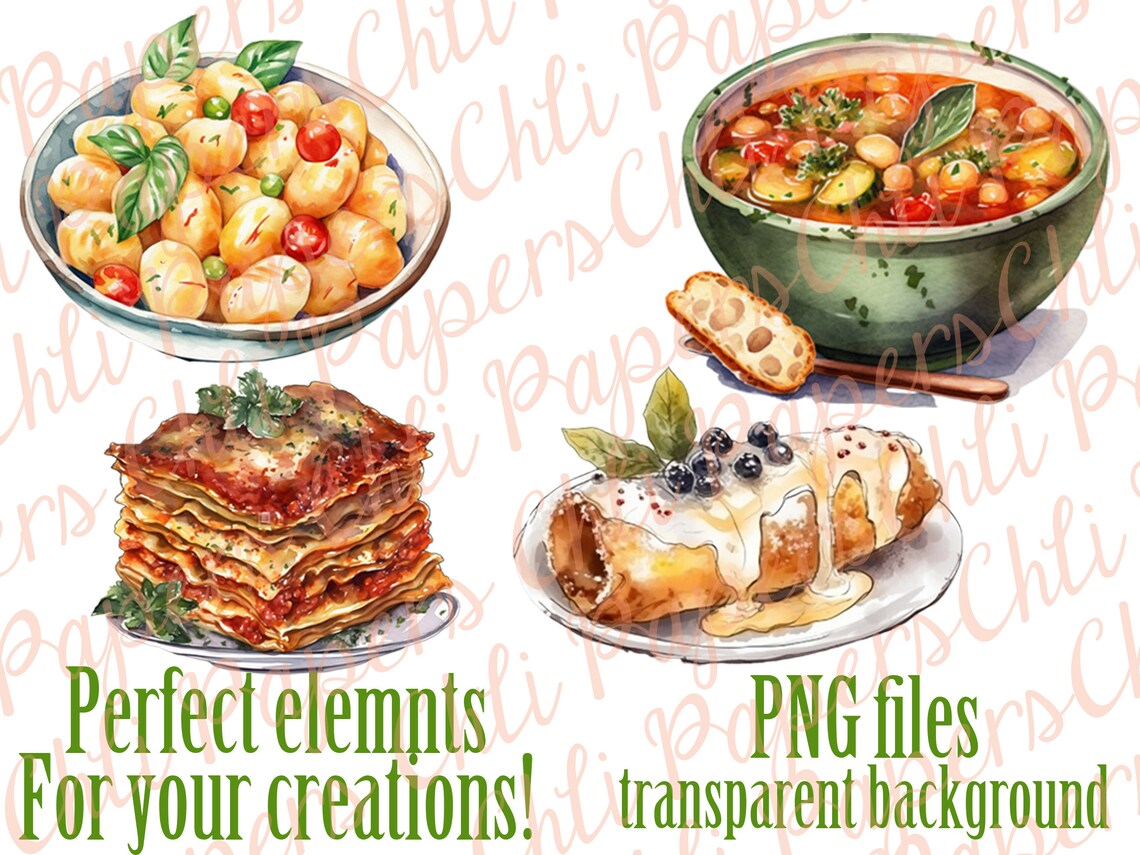 Italian Food Clipartpizza Clipartpizza Party Pngitalian - Etsy