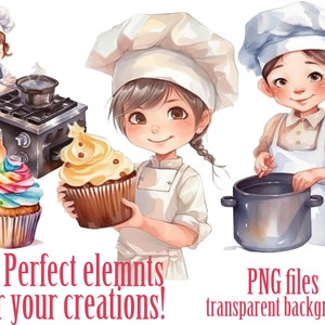 Cute Little Chef Clipart,cooking Clipart,chef Clipart, Baking Girl Png ...