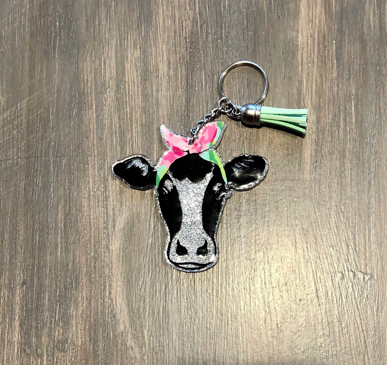 Cow Glitter keychain cute keychain keychain farmer | Etsy