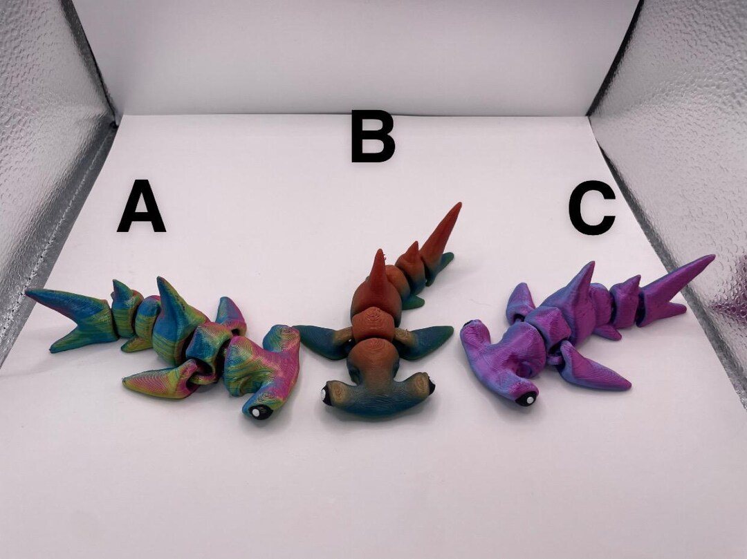 3D Printed Fidget Hammerhead Shark, Articulated Shark, Fidget Toy ...