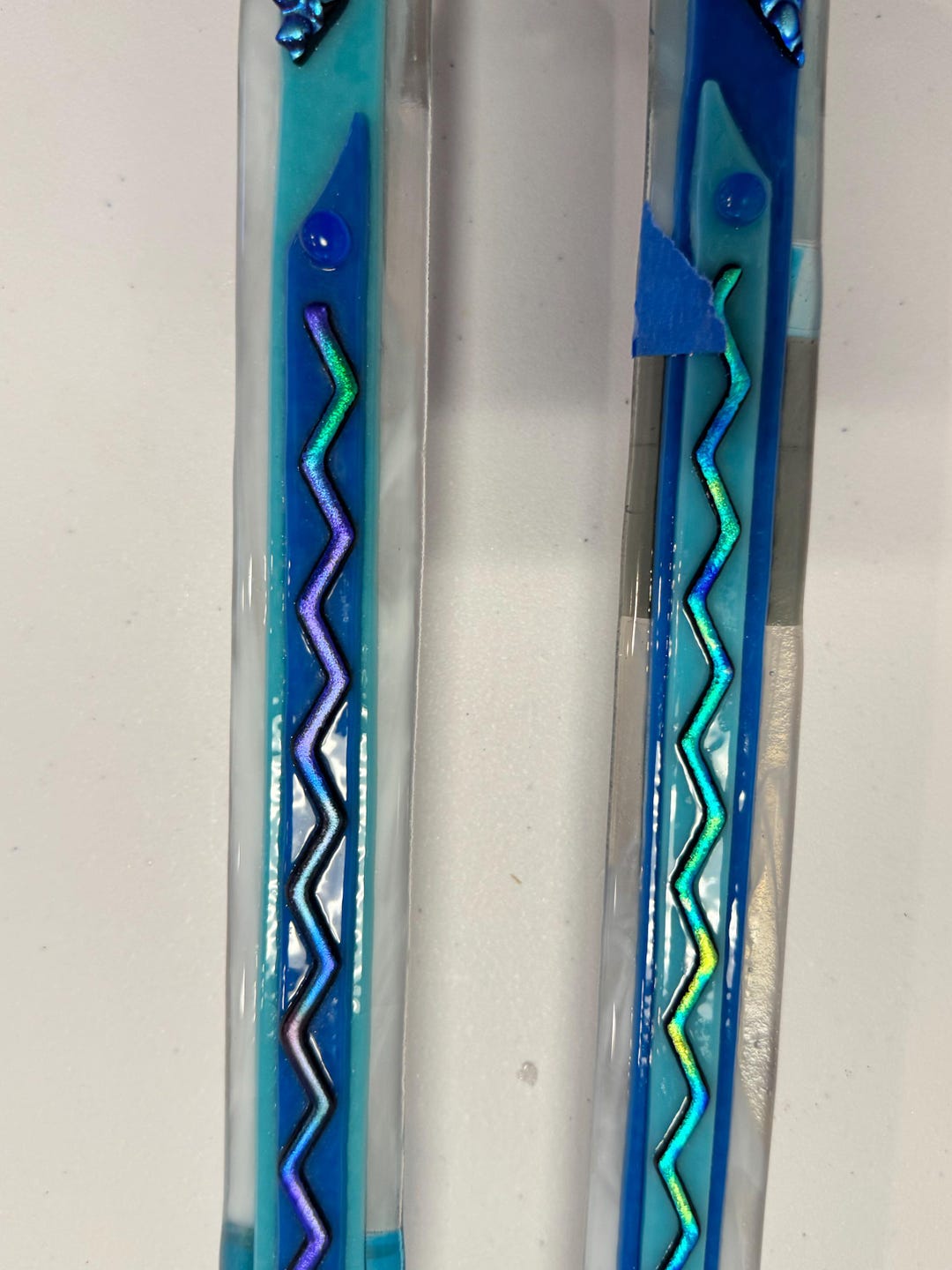 Extra Long Fused Glass Pulls Whimsical, Elegant. Artistic Long Kitchen ...