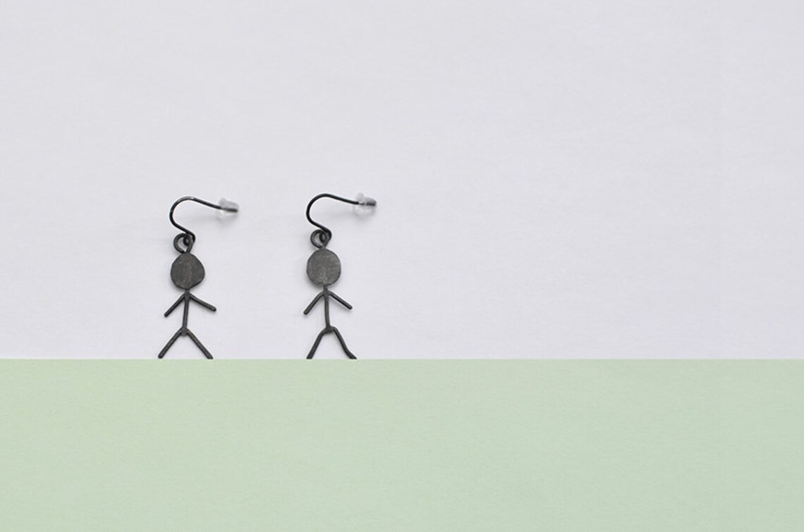 Hangman Earrings Black Silver. Stick Figure. Quirky Funny | Etsy