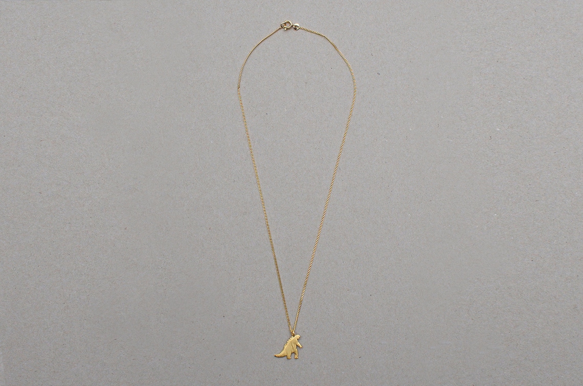 Godzilla Pendant. Gold Plated Chain Necklace - Etsy