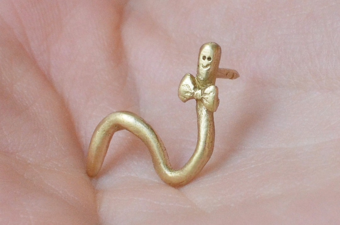 Worm With Bow Tie. Handmade Brass Pin - Etsy