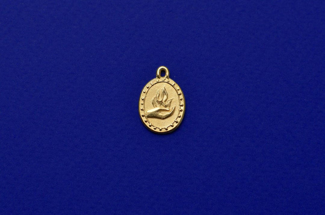 Flame Fire Pendant Necklace. Gold-plated Brass Charm - Etsy