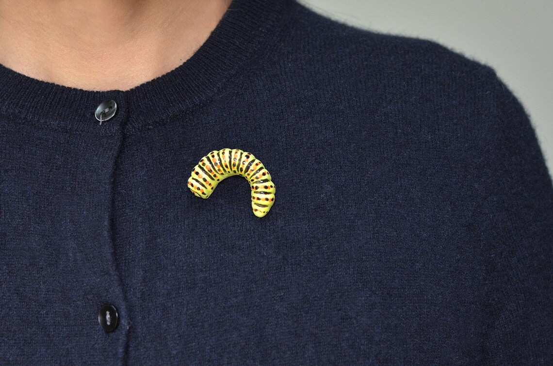 Caterpillar. Ceramic Pin - Etsy