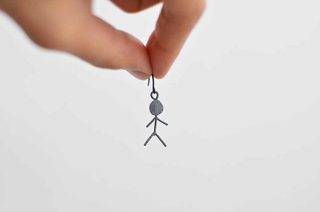 Hangman Earrings, Black Silver. Stick Figure. Quirky Funny Gothic ...