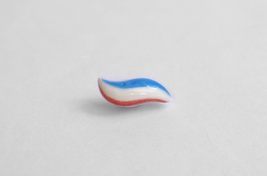Toothpaste Pin. Blue, Red, White Ceramic. Tooth Teeth Dentist - Etsy