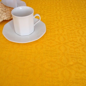 Yellow Jacquard Tablecloth Linen Tablecloth Square Linen Tablecloth ...