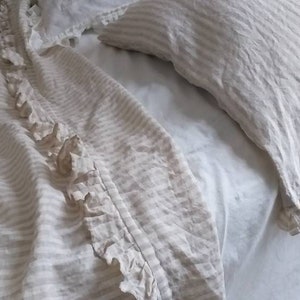 Linen Sheet With Ruffles Ruffled Linen Top Sheet Twin , Queen , King ...