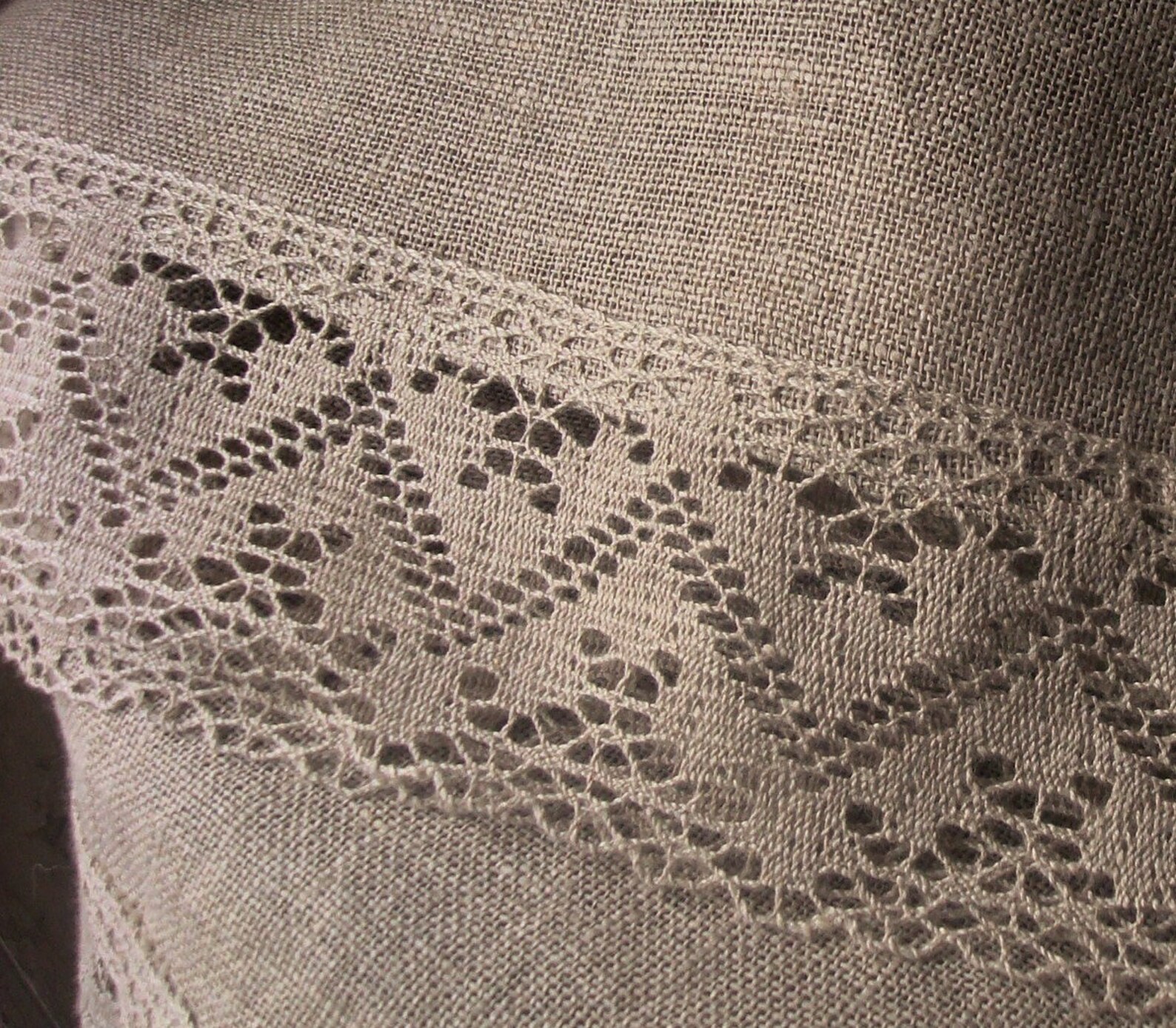 Round Tablecloth With Lace. Burlap Linen Tablecloth . Custom | Etsy